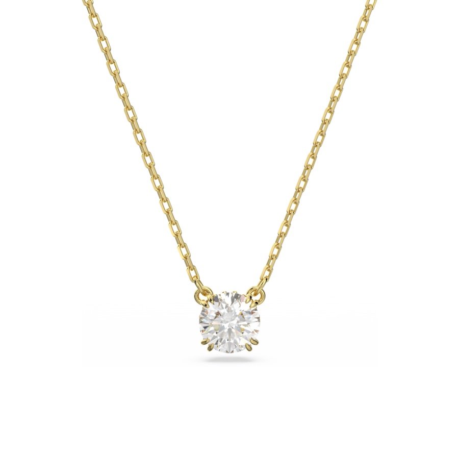 Pingente Swarovski Constella Lapidação Redonda Branco Lacado a Dourado ...