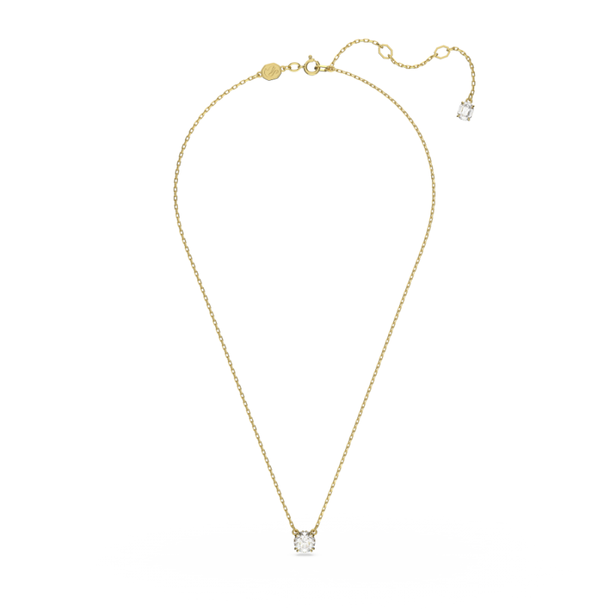 Pingente Swarovski Constella Lapidação Redonda Branco Lacado a Dourado ...