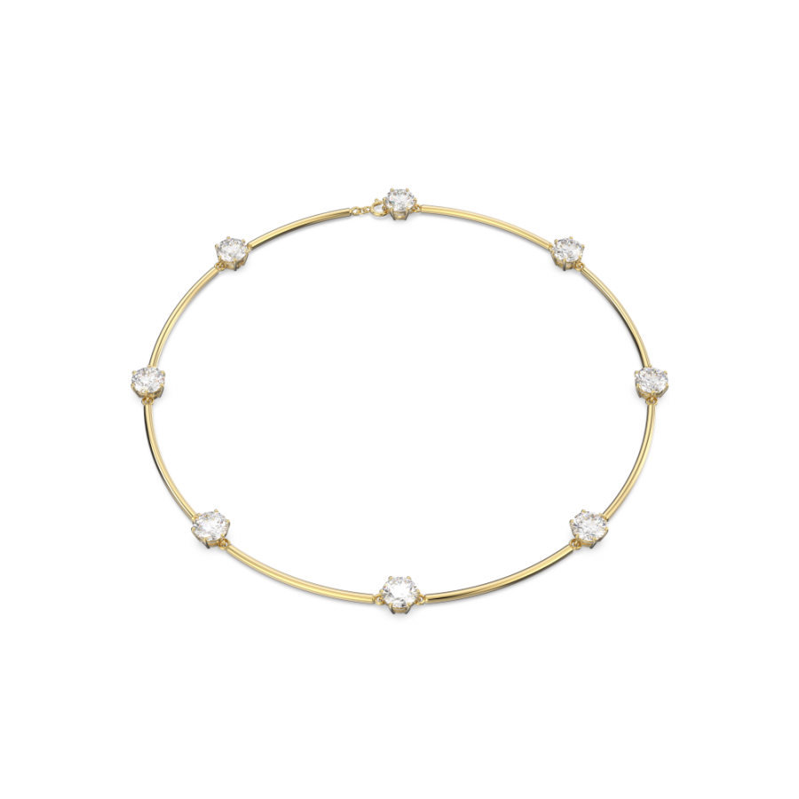 Gargantilha Swarovski Constella Lapidação Redonda Branca Revestido com ...