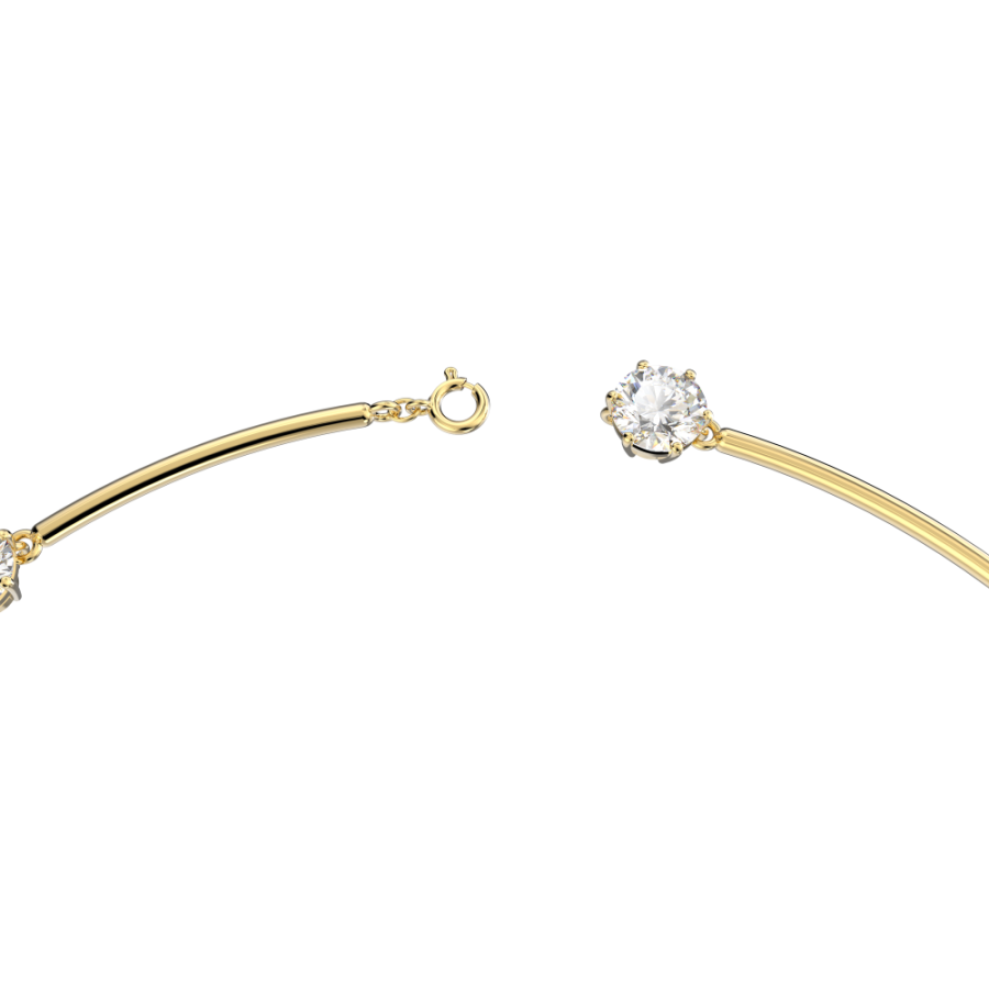 Gargantilha Swarovski Constella Lapidação Redonda Branca Revestido com ...